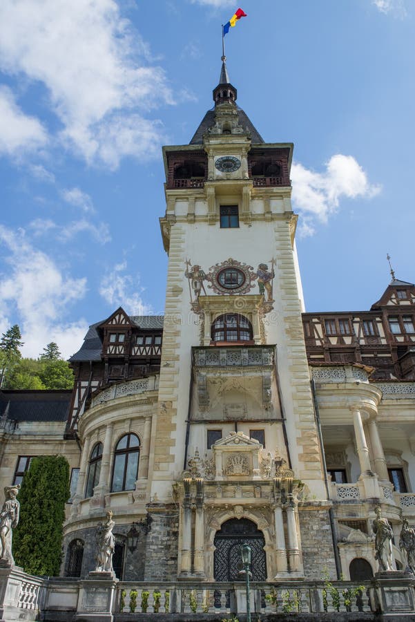 Pelesh castle entrance stock photo. Image of forest, fairytale - 93167076