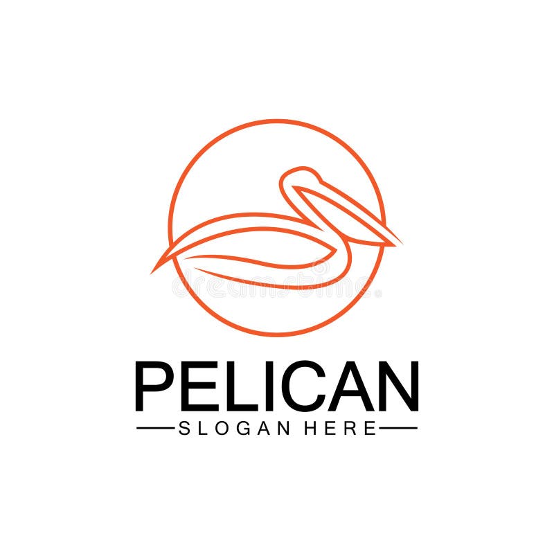 Pelican Bird Logo Design, Line Art Pelican Bird Logo Vector ...
