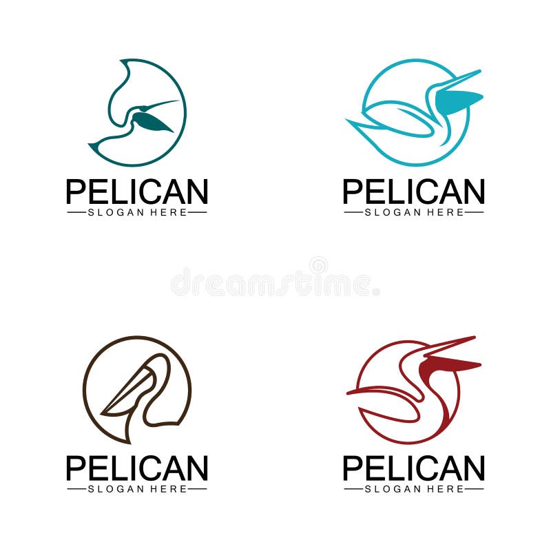 Pelican Bird Logo Design, Line Art Pelican Bird Logo Vector ...