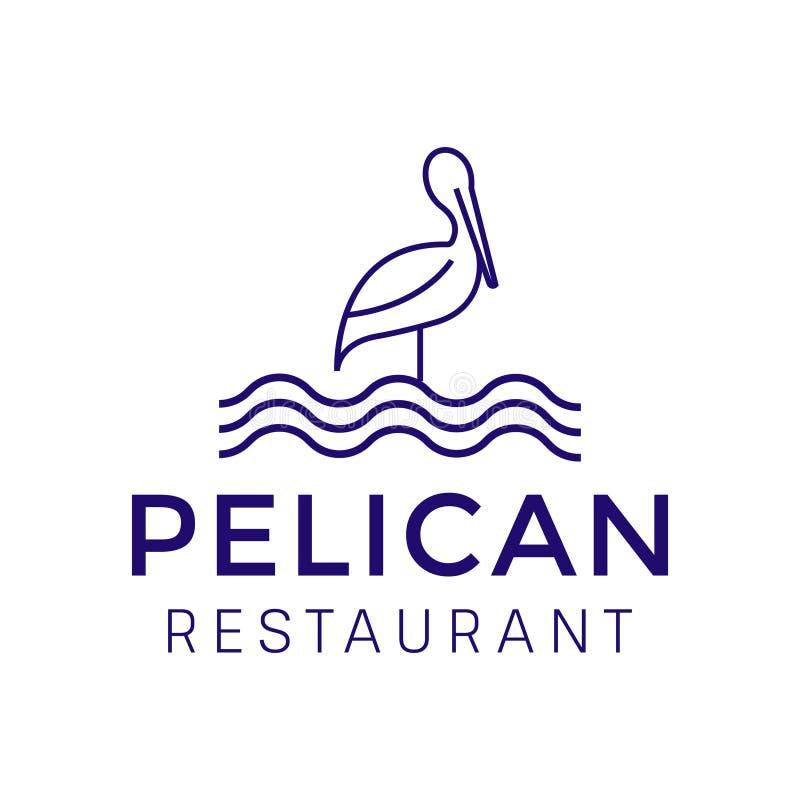 Pelican Restaurant Minimalist Logo Design Stock Vector - Illustration ...
