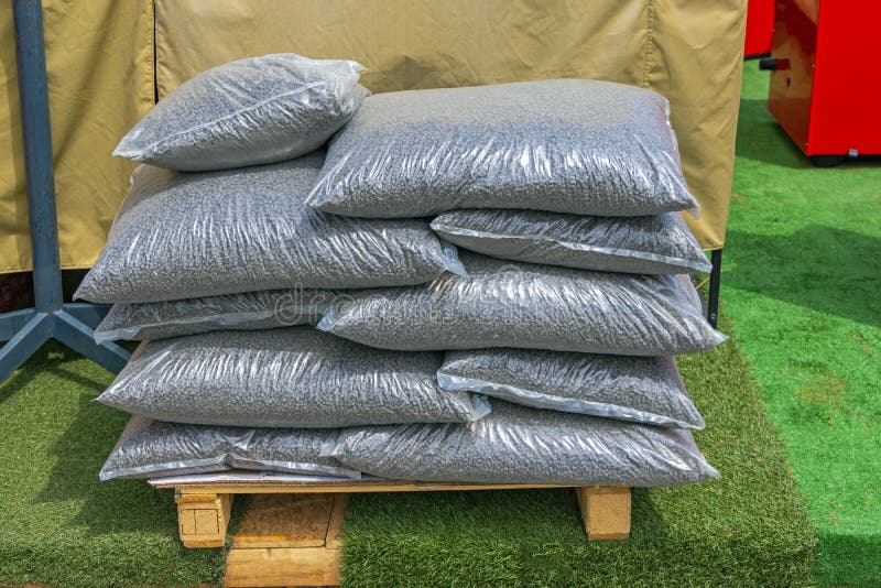 Pellet in Sacks stock image. Image of europe, ready - 249381305