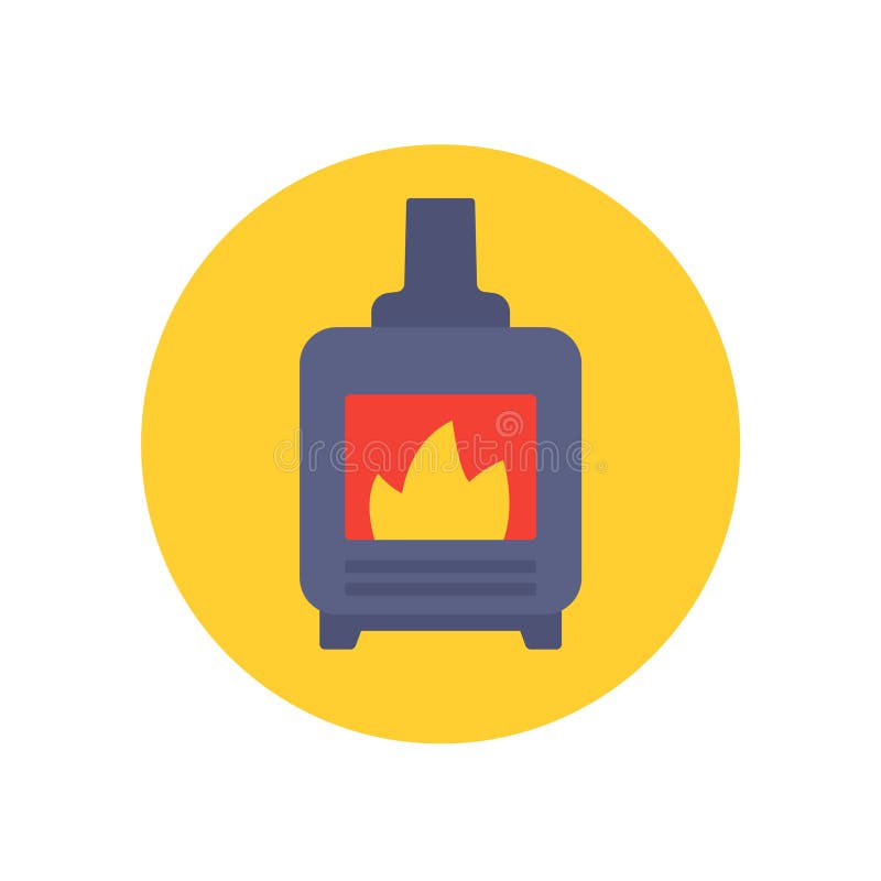 Pellet Stove Icon, Flat Vector Design Stock Illustration - Illustration ...