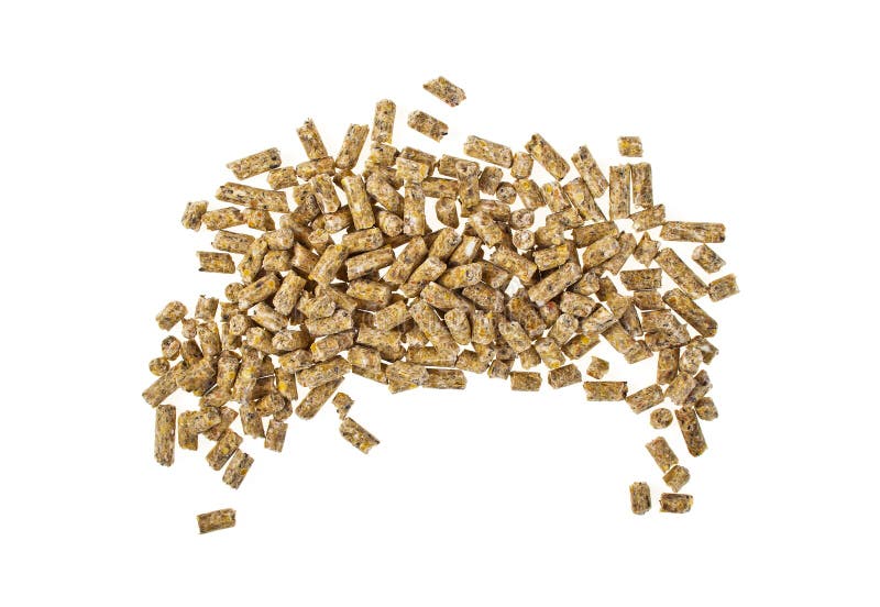 Pelleted Compound Feed Isolated on White Background, Wheatfeed Pellets ...