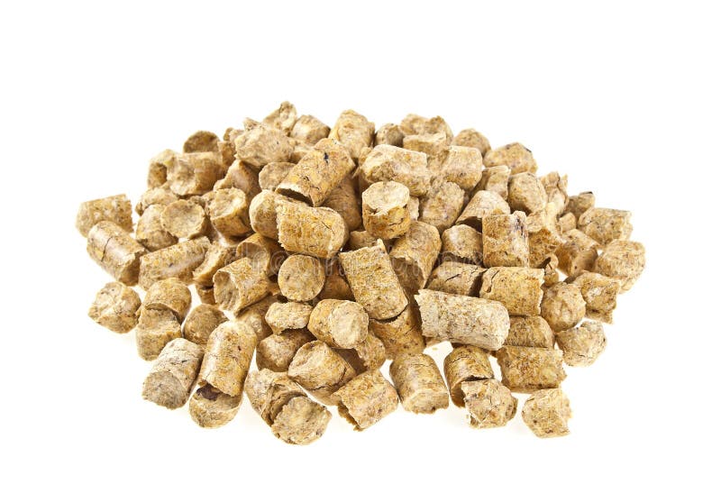 Pelleted Compound Feed Isolated on White Background, Wheatfeed Pellets ...