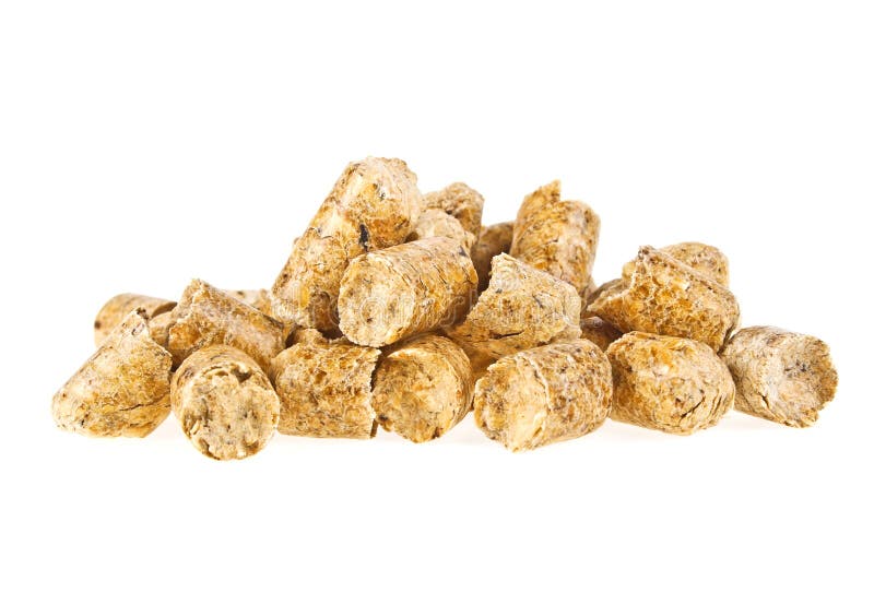 Pelleted Compound Feed Isolated on White Background, Wheatfeed Pellets ...