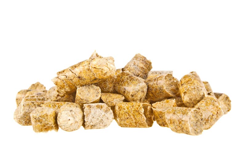 Pelleted Compound Feed Isolated on White Background, Wheatfeed Pellets ...
