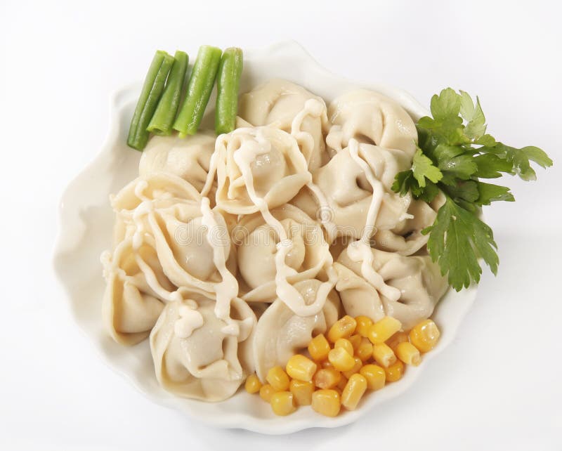 Pelmeni on a Plate with Parsley Stock Image - Image of meat, heat: 7103255