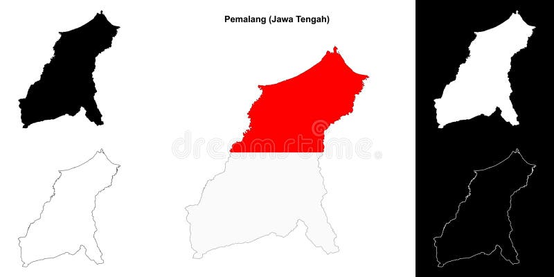 Pemalang outline map stock vector. Illustration of isolated - 356963305