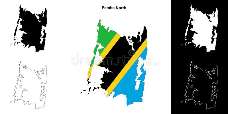 Pemba North outline map stock vector. Illustration of shape - 356557821