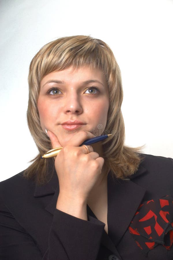 Girl in red suit stock image. Image of person, woman, smile - 4352349