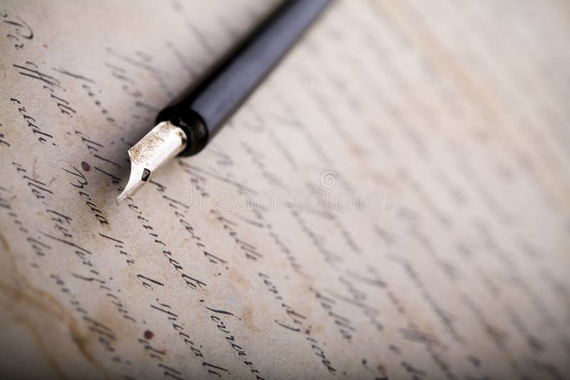 Vintage Nib Pen Signing Old Paper Stock Photo - Image of grunge ...