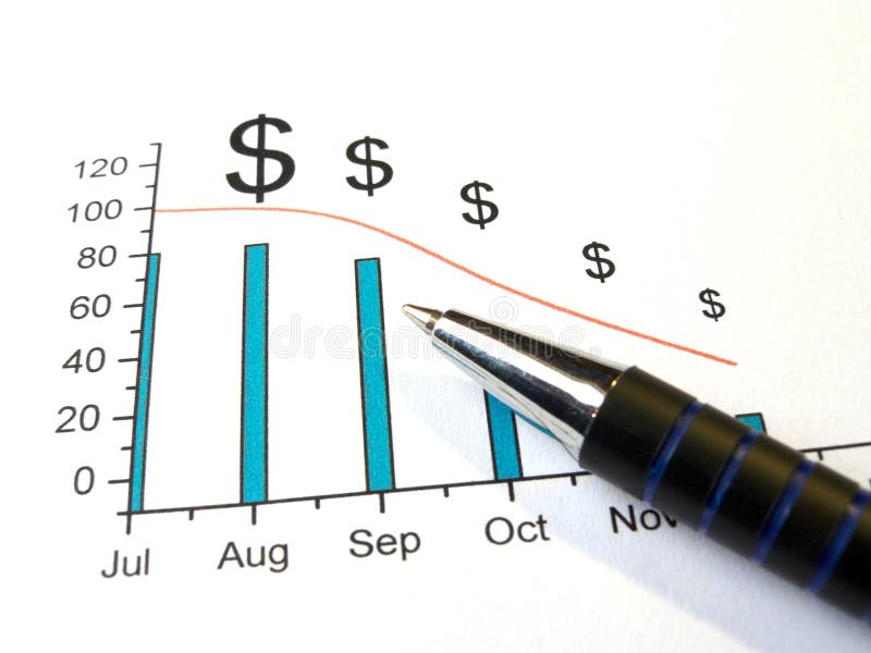 Pen against the graph stock photo. Image of blue, income - 8074618