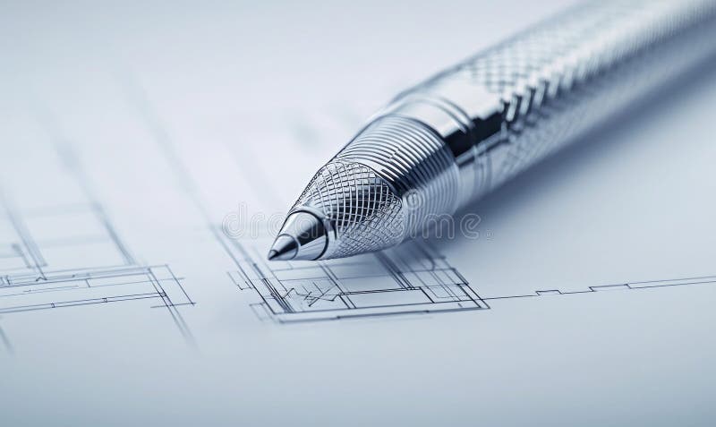 Pen on Architectural Plan stock illustration. Illustration of design ...