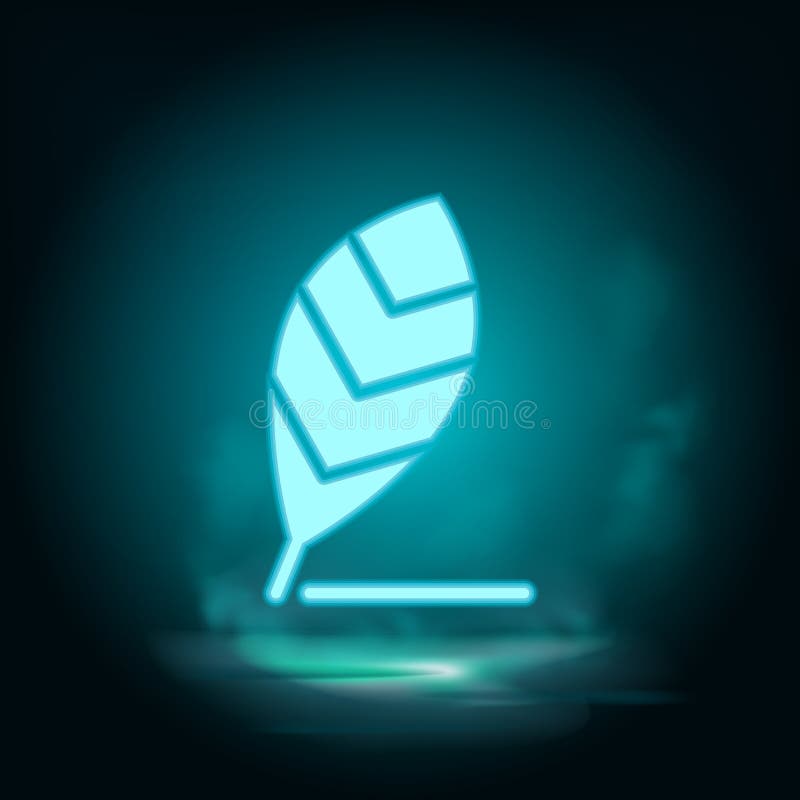Pen, Bird Feather Neon Icon - Vector. Blue Neon Illustration. Pen, Bird ...
