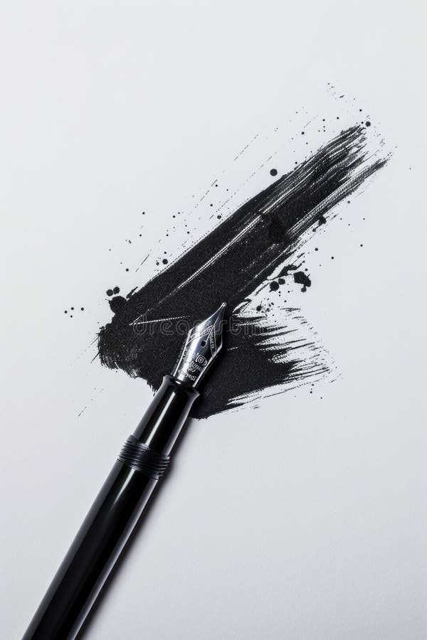 Pen with black ink smudge stock image. Image of tidy - 383122993