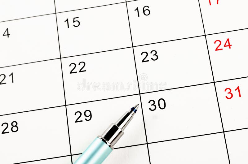 Pen on a Blank Calendar for Your Text or Message Stock Image - Image of ...