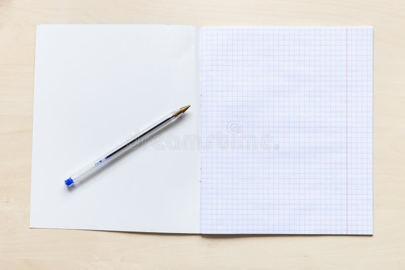 Pen and Blank First Page of Open School Notebook Stock Image - Image of ...