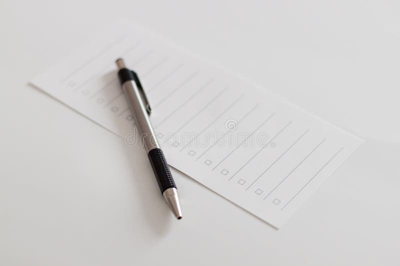 Pen and Blank Paper Checklist Stock Photo - Image of listmaking ...