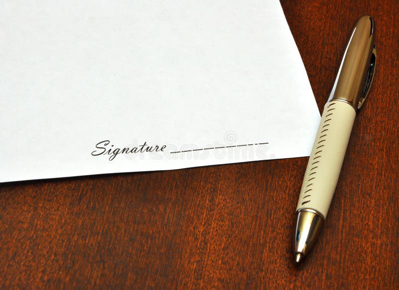 Pen and Blank Paper for Signature Stock Photo - Image of legal, sign ...