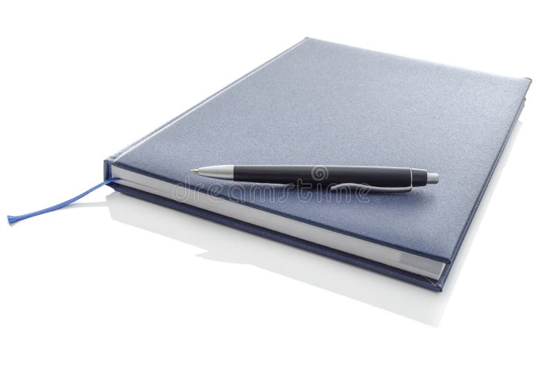 Blue Notebook with Texture, Felt-tip Pen on the Background of an Open ...