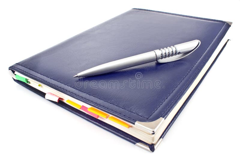 Pen and blue notebook stock image. Image of organizer - 29584207