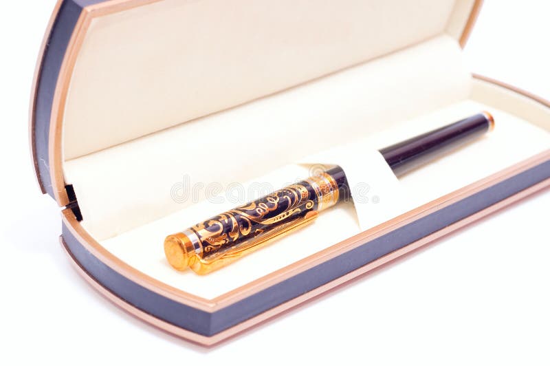 Pen in box stock photo. Image of gold, pencil, metal - 13245740