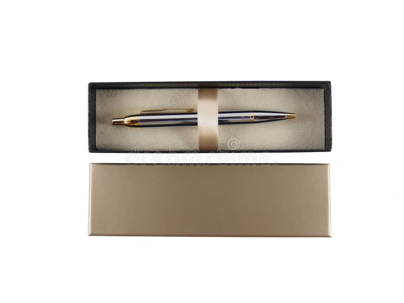 Pen in Box Top View of White Background Stock Image - Image of elegance ...