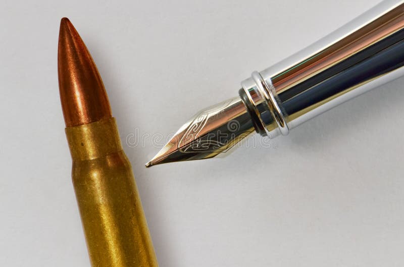 Pen and bullet stock photo. Image of avoid, defeat, predominance - 66908084