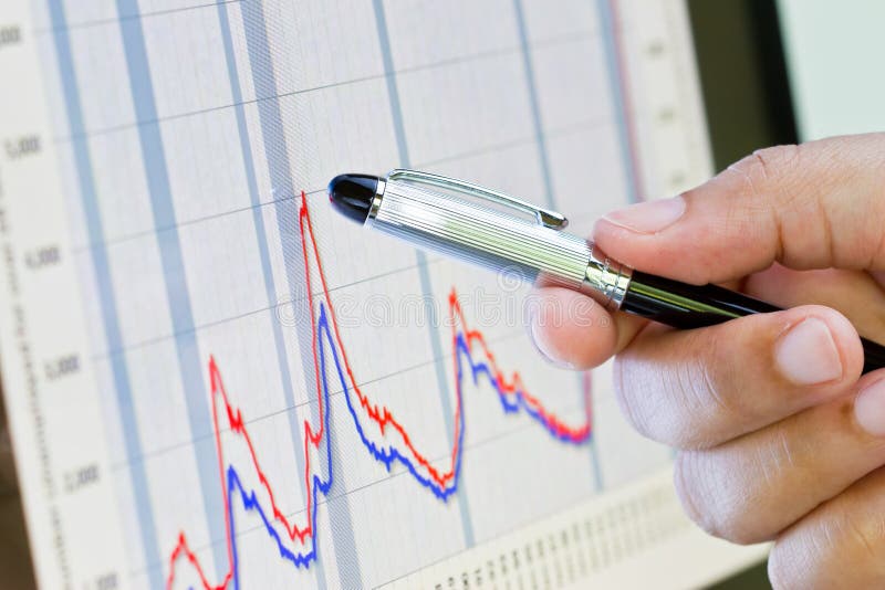 Pen on business graph stock image. Image of show, finance - 27919955