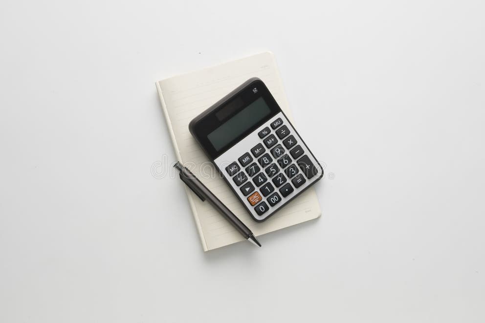 Pen , Calculator and Book Top View Flat Lay Stock Image - Image of ...