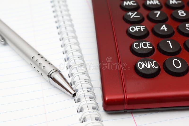 Pen, Calculator and Notebook Close Up Stock Image - Image of secretary ...