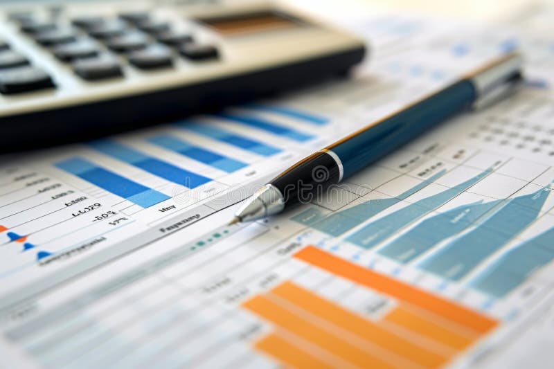 A Pen and Calculator are Placed on Top of a Sheet of Paper with ...