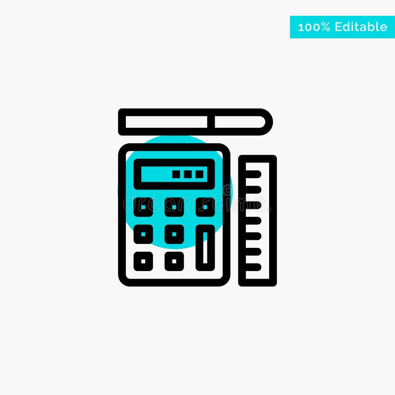 Pen, Calculator, Scale, Education Turquoise Highlight Circle Point ...
