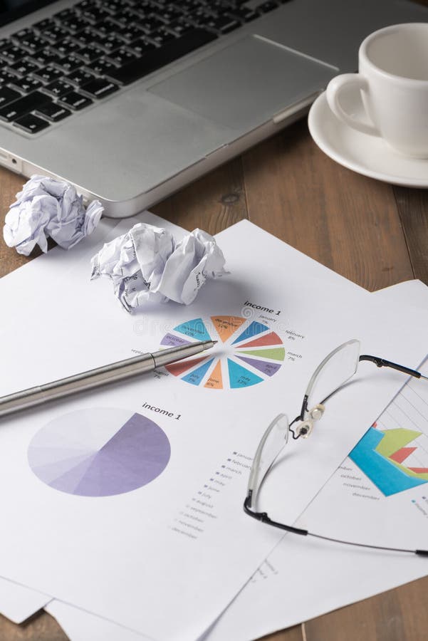 Pen on Chart Paper on Work Desk Stock Photo - Image of accessories ...