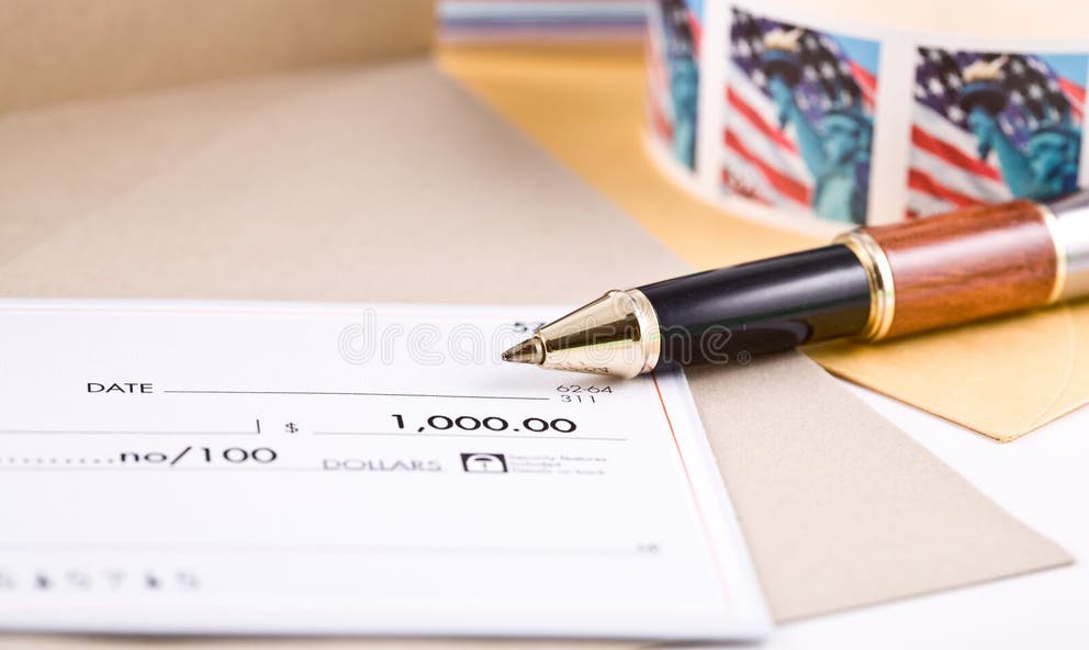Pen and check. stock photo. Image of white, check, paper - 3799526