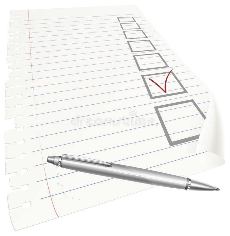 Pen with check mark stock vector. Illustration of writing - 25596834