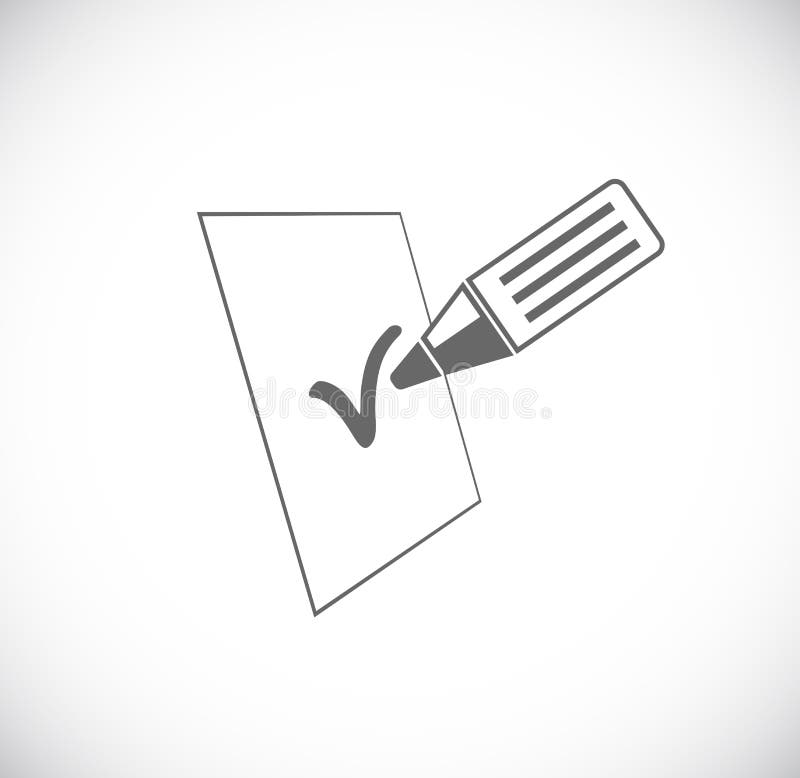 Pen with check mark stock vector. Illustration of drawing - 200926941