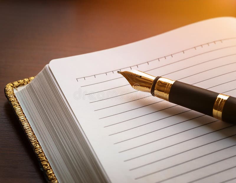 Pen on a Completed Journal Page Stock Illustration - Illustration of ...