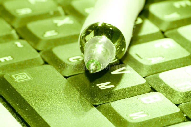 Pen and computer keyboard stock image. Image of close - 3000483