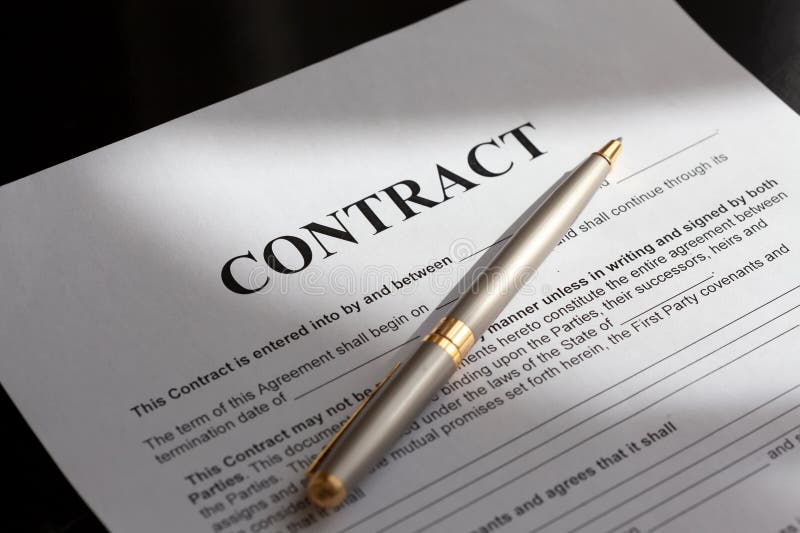 Pen on the Contract Papers Document Stock Photo - Image of handwriting ...