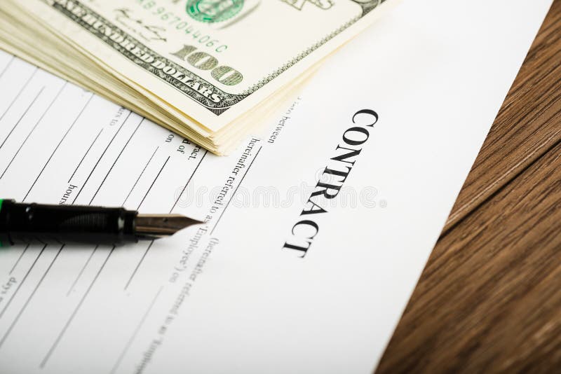 Pen on Contract Papers and Us Dollars Stock Image - Image of invest ...