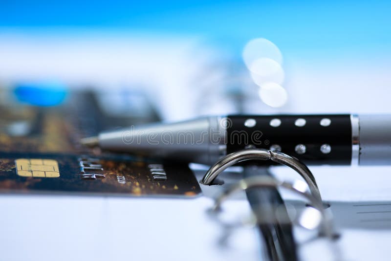 Pen and credit card stock image. Image of paying, interest - 192082201