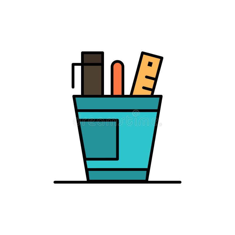Pen, Desk, Office, Organizer, Supplies, Supply, Tools Flat Color Icon ...