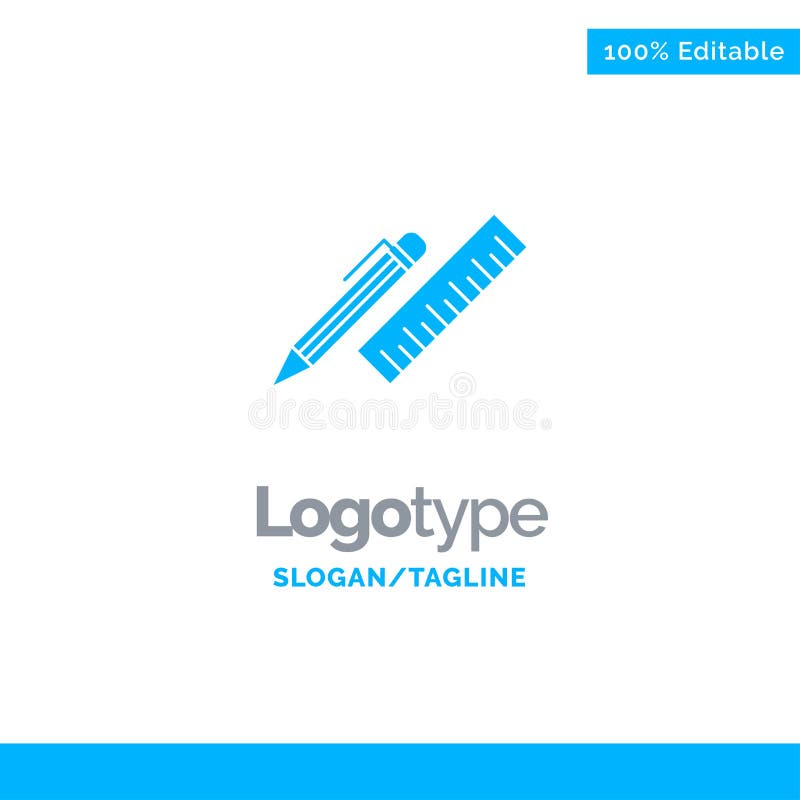 Pen, Desk, Organizer, Pencil, Ruler, Supplies Blue Solid Logo Template ...