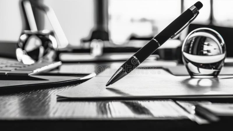 A Pen on a Desk with Other Objects Around it, AI Stock Image - Image of ...