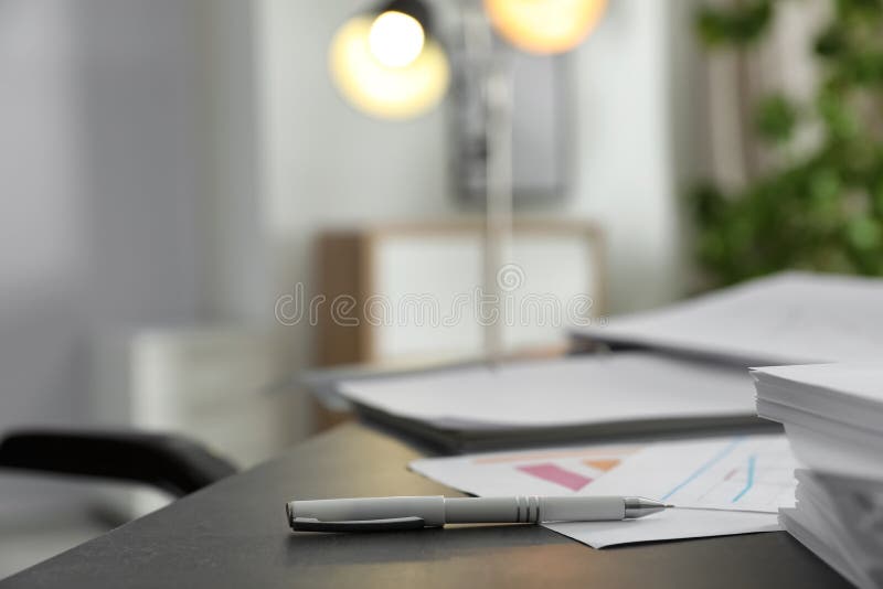 Pen and Different Documents on Office Table Stock Image - Image of ...