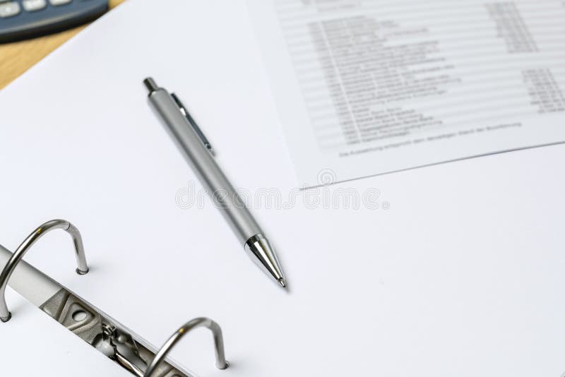 Pen and document on folder stock photo. Image of indoors - 71670426