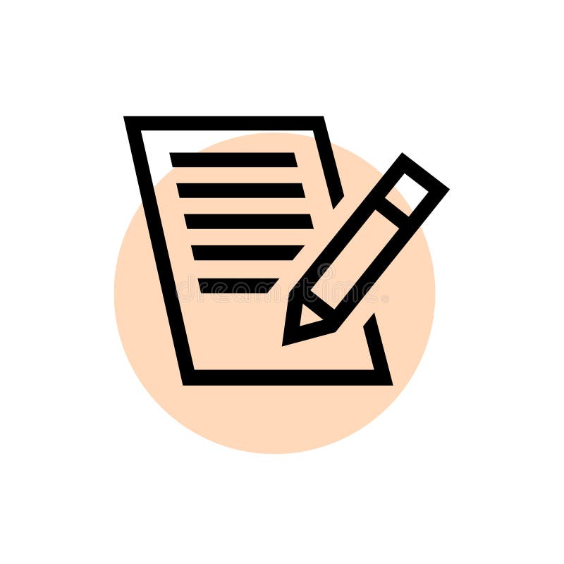 Icon with a Business Document and Pen. Stock Vector - Illustration of ...