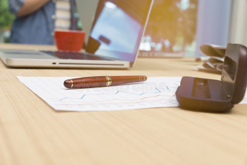 Pen, Document, Laptop Computer and Coffee Cup for Use As Working Stock ...
