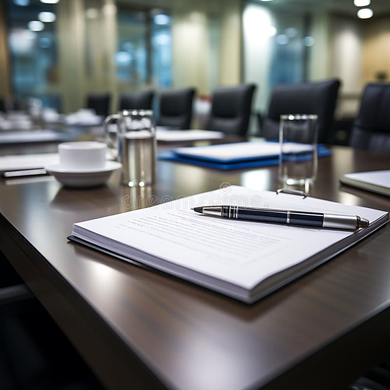 Pen on a Document in a Meeting Room Stock Illustration - Illustration ...